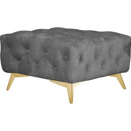 Polsterhocker Home Affaire "Glynis", grau (hellgrau), B:80cm H:45cm T:80cm, Struktur (100% Polyester);Samtoptik (100% Polyester), Hocker, Polsterhocker, aufw&auml;ndige Knopfheftung, moderne Chesterfield Optik, Fu&szlig;farbe w&auml;hlbar