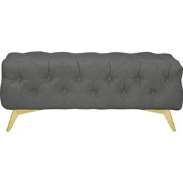 Polsterhocker Home Affaire "Amaury", grau, B:120cm H:45cm T:80cm, Struktur (100% Polyester);Samtoptik (100% Polyester), Hocker, Polsterhocker, Chesterfield-Optik, Breite 120cm, Fu&szlig;farbe w&auml;hlbar