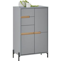 Midischrank BASIC BY BALCULINA "Avanto B/H/T 60x100x35 cm", hellgrau matt, schwarz, B:60cm H:100cm T:35cm, FSC-zertifizierter Holzwerkstoff, Schränke