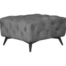 Polsterhocker Home Affaire "Glynis", grau (hellgrau), B:80cm H:45cm T:80cm, Struktur (100% Polyester);Samtoptik (100% Polyester), Hocker, Polsterhocker, aufw&auml;ndige Knopfheftung, moderne Chesterfield Optik, Fu&szlig;farbe w&auml;hlbar