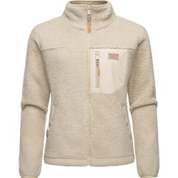 Plüschjacke Ragwear "Alaris", Damen, Gr. 4XL (48), beige (ecru), Plüsch, Material: 100% Polyester, Basic, oversize hüftbedeckend, hoch geschlossener Ausschnitt, Ärmel ohne Ärmelschlitz normaler Saum mit Gummizug, Jacken, Kuschelige Fleecejacke mit Brusttasche