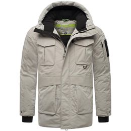 Winterjacke STONE HARBOUR "Edriik XX", Herren, Gr. XL (54), silber (silberfarben), Oberstoff: 56% Polyester, 44% Nylon, Futter: 100% Polyester, Wattierung: 100% Polyester, Ärmelfutter: 100% Polyester, gerade hüftbedeckend, hoch geschlossener Ausschnitt, verstellbar Rippstrickbündchen mit Druckknöpfen,verstellbar, Jacken, Warm gefütterte kurze Herren Jacke für den Winter