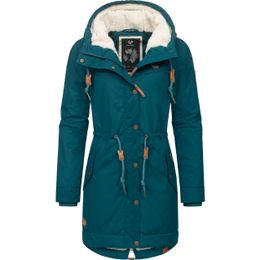 Winterjacke Ragwear "YM-Canny", Damen, Gr. L (40), grün (dunkelgrün), Außenmaterial: 65% Polyester, 35% Baumwolle, Innenfutter: 100% Polyester, Wattierung: 100% Polyester, tailliert Po-bedeckend, verstellbar Rippstrickbündchen mit Druckknöpfen,verstellbar, Jacken, stylischer Damen Kurzmantel Parka mit Kapuze