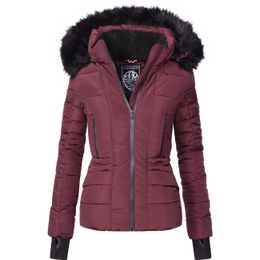 Steppjacke Navahoo "Adele", Damen, Gr. S (36), rot (weinrot), Obermaterial: 100% Polyester, Futter: 100% Polyester, Wattierung: 100% Polyester, Ärmelfutter: 100% Polyester, Kunstpelz: 90% Polyacryl, 10% Polyester, figurbetont Po-bedeckend, Ärmel ohne Ärmelschlitz Rippstrickbündchen kontrastfarben,mit Daumenlöchern,mit Reißverschluss, Jacken, hochwertige Winterjacke mit edler Kunstfell- Kapuze