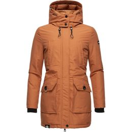 Winterjacke Navahoo "Blizzardstorm", Damen, Gr. M (38), braun (zimt), Oberstoff: 70% Baumwolle, 30% Nylon, Futter: 100% Polyester, Wattierung: 100% Polyester, Ärmelfutter: 100% Polyester, figurbetont Po-bedeckend, hoch geschlossener Ausschnitt, Ärmel ohne Ärmelschlitz Rippstrickbündchen, Jacken, Warm gefütterter Wintermantel mit Kapuze