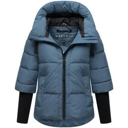 Steppjacke Navahoo "Lotusherz XIV", Damen, Gr. S (36), hellblau, Obermaterial: 100% Polyester; Innenfutter: 100% Polyester; Wattierung: 100% Polyester; Ärmelfutter: 100% Polyester, figurumspielend hüftbedeckend, hoch geschlossener Ausschnitt, eng Rippstrickbündchen, Jacken, Warme gesteppte Winterjacke mit Rippstrickärmeln