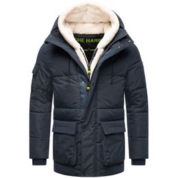 Winterjacke STONE HARBOUR "Lauroo XX", Herren, Gr. L (52), blau (navy), Obermaterial: 100% Polyester, Innenfutter: 100% Polyester, Wattierung: 100% Polyester, Ärmelfutter: 100% Polyester, Kunstpelz: 100% Polyester, gerade Po-bedeckend, hoch geschlossener Ausschnitt, verstellbar Rippstrickbündchen mit Daumenlöchern, Jacken, urbane Herren Steppjacke mit kuscheligem Teddyfleece