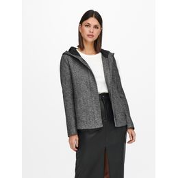 Kurzjacke Only "ONLSEDONA LIGHT SHORT JACKET", Damen, Gr. S (36), grau (dunkelgrau melange), Web, Obermaterial: 85% Polyester, 15% Baumwolle, meliert, regular fit hüftlang, gerader Abschluss, Jacken