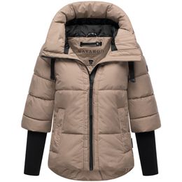 Steppjacke Navahoo "Lotusherz XIV", Damen, Gr. M (38), beige (taupe), Obermaterial: 100% Polyester; Innenfutter: 100% Polyester; Wattierung: 100% Polyester; Ärmelfutter: 100% Polyester, figurumspielend hüftbedeckend, hoch geschlossener Ausschnitt, eng Rippstrickbündchen, Jacken, Warme gesteppte Winterjacke mit Rippstrickärmeln