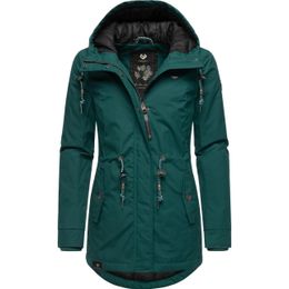Winterjacke Ragwear "Monadis Black Label", Damen, Gr. S (36), grün (grasgrün), Außenmaterial: 65% Polyester, 35% Baumwolle, Innenfutter: 100% Polyester, Wattierung: 100% Polyester, figurbetont Po-bedeckend, hoch geschlossener Ausschnitt, Ärmel ohne Ärmelschlitz Rippstrickbündchen, Jacken, stylischer Winterparka für die kalte Jahreszeit
