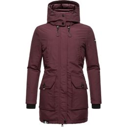 Winterjacke Navahoo "Blizzardstorm", Damen, Gr. M (38), rot (weinrot), Oberstoff: 70% Baumwolle, 30% Nylon, Futter: 100% Polyester, Wattierung: 100% Polyester, Ärmelfutter: 100% Polyester, figurbetont Po-bedeckend, hoch geschlossener Ausschnitt, Ärmel ohne Ärmelschlitz Rippstrickbündchen, Jacken, Warm gefütterter Wintermantel mit Kapuze