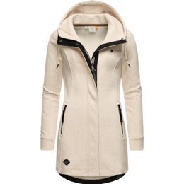 Langjacke Ragwear "Letty Intl.", Damen, Gr. S (36), beige, Sweatware, Obermaterial: 54% Polyester, 41% Baumwolle, 5% Viskose; Futter: 54% Polyester, 41% Baumwolle, 5% Viskose, tailliert ca. Mitte Oberschenkel, hoch geschlossener Ausschnitt, Ärmel ohne Ärmelschlitz normaler Saum, Jacken, Sportliche Kapuzenjacke mit Kunstleder-Elementen