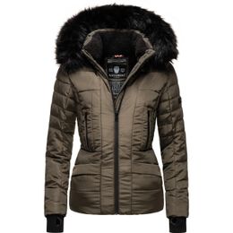 Steppjacke Navahoo "Adele", Damen, Gr. S (36), grau (anthra), Obermaterial: 100% Polyester, Futter: 100% Polyester, Wattierung: 100% Polyester, Ärmelfutter: 100% Polyester, Kunstpelz: 90% Polyacryl, 10% Polyester, figurbetont Po-bedeckend, Ärmel ohne Ärmelschlitz Rippstrickbündchen kontrastfarben,mit Daumenlöchern,mit Reißverschluss, Jacken, hochwertige Winterjacke mit edler Kunstfell- Kapuze