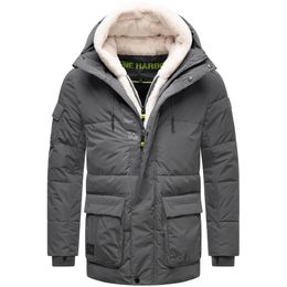 Winterjacke STONE HARBOUR "Lauroo XX", Herren, Gr. L (52), grau (anthrazit), Obermaterial: 100% Polyester, Innenfutter: 100% Polyester, Wattierung: 100% Polyester, Ärmelfutter: 100% Polyester, Kunstpelz: 100% Polyester, gerade Po-bedeckend, hoch geschlossener Ausschnitt, verstellbar Rippstrickbündchen mit Daumenlöchern, Jacken, urbane Herren Steppjacke mit kuscheligem Teddyfleece