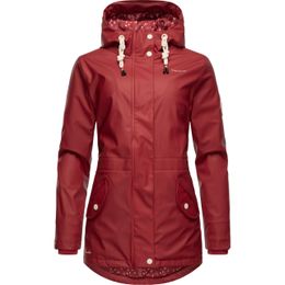 Regenjacke Navahoo "Oceans Heart", Damen, Gr. L (40), rot (blutrot), Oberstoff: 70% Polyester, 30% Polyurethan, Futter: 100% Polyester, Wattierung: 100% Polyester, Ärmelfutter: 100% Polyester, figurumspielend Po-bedeckend, Ärmel ohne Ärmelschlitz Rippstrickbündchen mit Knöpfen, Jacken, stylischer wasserdichter Regenmantel mit Kapuze