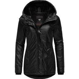 Winterjacke Ragwear "Monadde Bling", Damen, Gr. L (40), schwarz, Obermaterial: 100% Nylon, Innenfutter: 100% Polyester, Wattierung: 100% Polyester, figurbetont Po-bedeckend, hoch geschlossener Ausschnitt, verstellbar Rippstrickbündchen mit Druckknopf, Jacken, Glänzende warme Jacke mit Kapuze
