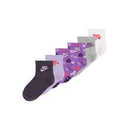 Nike Sportswear Socken Mädchen Größe 4/5Y graumeliert / dunkellila / schwarz / weiß