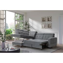 Ecksofa, B:254cm H:100cm T:182cmanthrazit, exxpo - SOFA FASHION, Wohnzimmer, Sofas, "Monte, Kopfteile verstellbar, optional mit Bettfunktion &