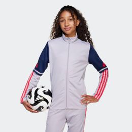 Mädchen Trainingsjacke "SQ25 TR JKT Y"glory grau, team navy blau 2, pure ruby, Gr. 152, adidas Performance, Obermaterial: 100% Polyester, Jacken