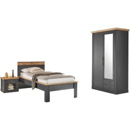 Schlafzimmer-Set Home Affaire "Westminster", grau, B/H: 90cm x 200cm, Schlafzimmerm&ouml;bel-Sets, beinhaltet 1 Bett, Kleiderschrank 2-t&uuml;rig und 1 Nachtkommode