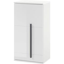 Hängeschrank Inosign "Cantara, Badschrank in Hochglanz Weiß, Hängeschrank im modernen Design", weiß (weiß, weiß hochglanz), B:45cm H:85cm T:35cm, FSC-zertifizierter Holzwerkstoff, MDF, Schränke, Hängeschrank, mit schwarzen Griffen, ausreichend Stauraum