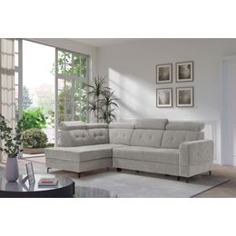 Ecksofa, B:254cm H:100cm T:182cmsand, exxpo - SOFA FASHION, Wohnzimmer, Sofas, "Monte, Kopfteile verstellbar, optional mit Bettfunktion & Bettkasten"