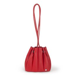 Schultertasche Gretchen, Damen, Gr. B/H/T: 19cm x 20,5cm, rot, silberfarben, Leder, mehrfarbig, Taschen