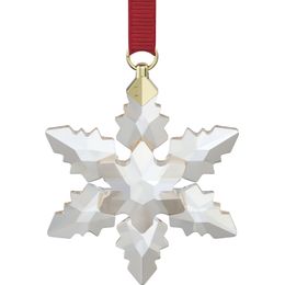 Dekoh&auml;nger Swarovski "Annual Edition Little Snowflake Ornament 2024", gr&uuml;n (kristallwei&szlig;, goldfarben, gr&uuml;n), Dekoh&auml;nger, B/H/T: 0,8cm x 5,25cm x 3,9cm, Kristallglas, Metall, Polyester, Swarovski Kristall, B:0,8cm H:5,25cm T:3,9cm
