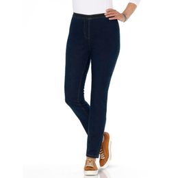 Schlupfjeans Classic Basics, Damen, Gr. 19, Kurzgrößen, blau (dunkelblau), 81% Baumwolle, 17% Polyester, 2% Elasthan, unifarben, lang, Jeans