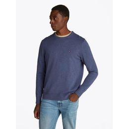 Rundhalspullover Tommy Hilfiger "ESSENTIAL COTTON CREW NECK", Damen, Gr. XXL, aegean sea heather, Strick, Obermaterial: 100% Baumwolle, regular fit, Rundhals, Rippb&uuml;ndchen, Pullover Rundhalspullover