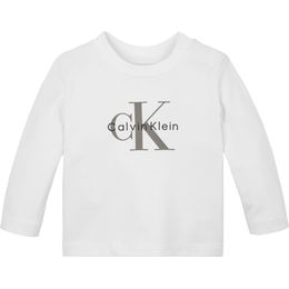 Mädchen Langarmshirt "MONOGRAM LS T-SHIRT", Calvin Klein Jeans, Gr. 86hellweiß, Jersey, Obermaterial: 93% Baumwolle, 7% Elasthan, unifarben, Shirts