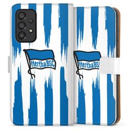 DeinDesign Galaxy A33 5G Handy Klapph&uuml;lle Handyh&uuml;lle aus Kunst Leder wei&szlig; Flip Case Bundesliga Official Licensed Product Hertha Bsc Sideflip mit Lasche