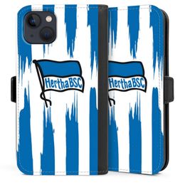 DeinDesign iPhone 13 Handy Klapph&uuml;lle Handyh&uuml;lle aus Kunst Leder schwarz Flip Case Bundesliga Hertha Bsc Official Licensed Product Sideflip mit Lasche