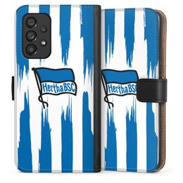 DeinDesign Galaxy A53 5G Handy Klapph&uuml;lle Handyh&uuml;lle aus Kunst Leder schwarz Flip Case Bundesliga Official Licensed Product Hertha Bsc Sideflip mit langer Lasche