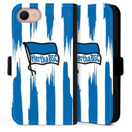 DeinDesign iPhone 16e Handy Klapph&uuml;lle Handyh&uuml;lle aus Kunst Leder schwarz Flip Case Bundesliga Hertha Bsc Official Licensed Product Sideflip mit Lasche