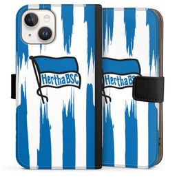 DeinDesign iPhone 14 Handy Klapph&uuml;lle Handyh&uuml;lle aus Kunst Leder schwarz Flip Case Bundesliga Hertha Bsc Official Licensed Product Sideflip mit Lasche