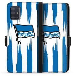 DeinDesign Galaxy A51 Handy Klapph&uuml;lle Handyh&uuml;lle aus Kunst Leder schwarz Flip Case Bundesliga Hertha Bsc Official Licensed Product Sideflip mit Lasche