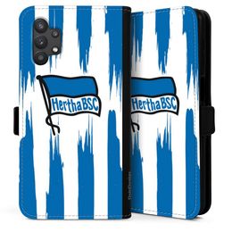 DeinDesign Galaxy A32 5G Handy Klapph&uuml;lle Handyh&uuml;lle aus Kunst Leder schwarz Flip Case Bundesliga Hertha Bsc Official Licensed Product Sideflip mit langer Lasche