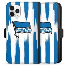 DeinDesign iPhone 11 Pro Handy Klapph&uuml;lle Handyh&uuml;lle aus Kunst Leder schwarz Flip Case Bundesliga Hertha Bsc Official Licensed Product Sideflip mit Lasche