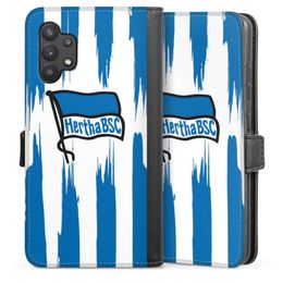 DeinDesign Galaxy A32 4G Handy Klapph&uuml;lle Handyh&uuml;lle aus Kunst Leder schwarz Flip Case Bundesliga Hertha Bsc Official Licensed Product Sideflip mit Lasche
