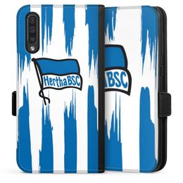 DeinDesign Galaxy A50 Handy Klapph&uuml;lle Handyh&uuml;lle aus Kunst Leder schwarz Flip Case Bundesliga Hertha Bsc Official Licensed Product Sideflip mit Lasche