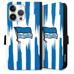DeinDesign iPhone 14 Pro Max Handy Klapph&uuml;lle Handyh&uuml;lle aus Kunst Leder schwarz Flip Case Bundesliga Hertha Bsc Official Licensed Product Sideflip mit Lasche