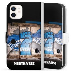 DeinDesign iPhone 12 mini Handy Klapph&uuml;lle Handyh&uuml;lle aus Kunst Leder wei&szlig; Flip Case Hertha Bsc Wall Official Licensed Product Sideflip mit Lasche