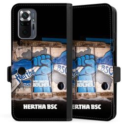 DeinDesign Xiaomi Redmi Note 10 Pro Handy Klapph&uuml;lle Handyh&uuml;lle aus Kunst Leder schwarz Flip Case Hertha Bsc Wall Official Licensed Product Sideflip mit langer 