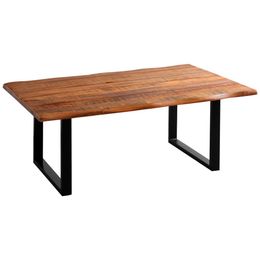 Landscape Couchtisch, Schwarz, Akazie, Holz, Metall, Akazie, Hartholz, Holz, U-Form, 70x45x118 cm, einfacher Aufbau, Wohnzimmer, Wohnzimmertische, Couchtische, Couchtische Metall