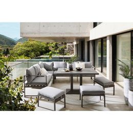Ambia Garden Dining-Loungeset, Anthrazit, Grau, Metall, Textil, F&uuml;llung: Schaumstoff,Polyester, 244x193 cm, Loungem&ouml;bel, Gartenlounge-Sets
