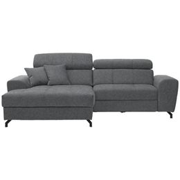CARRYHOME Ecksofa, Grau, Textil, 3-Sitzer, F&uuml;llung: Schaumstoff, Ottomane links, L-Form, 267x181 cm, Stoffauswahl, Liegefunktion, seitenverkehrt erh&auml;ltlich, R&uuml;cken echt, Wohnzimmer, Sofas & Couches, Wohnlandschaften, Ecksofas