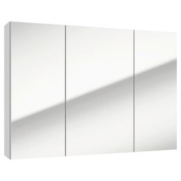 Mid.you Spiegelschrank, Wei&szlig;, Glas, 4 F&auml;cher, 85x60x15 cm, Soft-Close-System, Badezimmer, Badezimmerspiegel, Spiegelschr&auml;nke