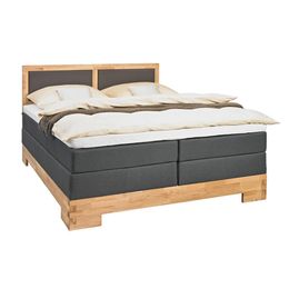 Linea Natura Boxspringbett, Braun, Eiche, Textil, Wildeiche, massiv, H2 + H3, H&ouml;he ca. 20 cm, 180x200 cm, in verschiedenen Gr&ouml;&szlig;en erh&auml;ltlich, Schlafzimmer, Betten, Boxspringbetten
