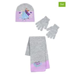 Die Eiskönigin FROZEN 3tlg. Winteraccessoires-Set "Frozen" in Hellgrau/ Lila - 61% | Größe 52 cm | Baby-muetzen
